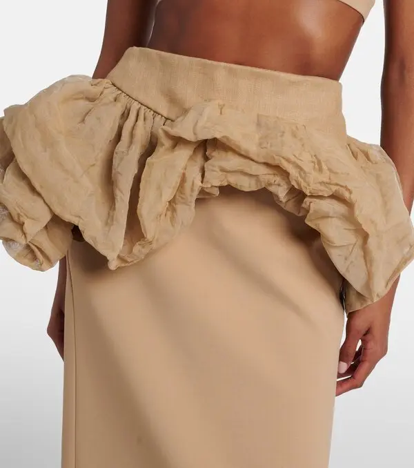 Max Mara Baccano Peplum Pencil Skirt - Beige