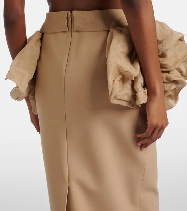 Max Mara Baccano Peplum Pencil Skirt - Beige