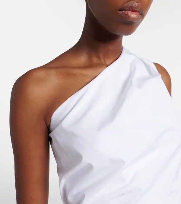 RÓHE Asymmetric One-shoulder Cotton Poplin Top - White