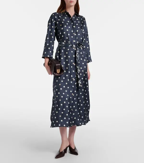 Max Mara Leva Polka-dot Silk Twill Shirt Dress - Blue
