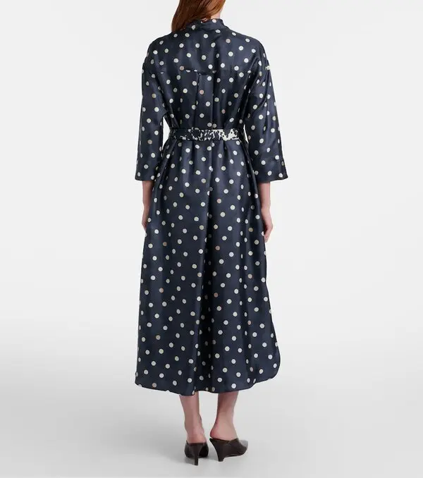 Max Mara Leva Polka-dot Silk Twill Shirt Dress - Blue