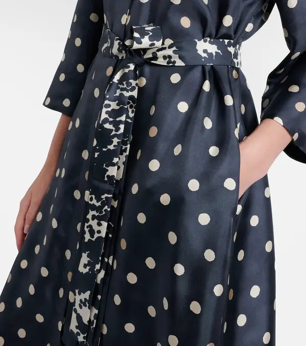 Max Mara Leva Polka-dot Silk Twill Shirt Dress - Blue