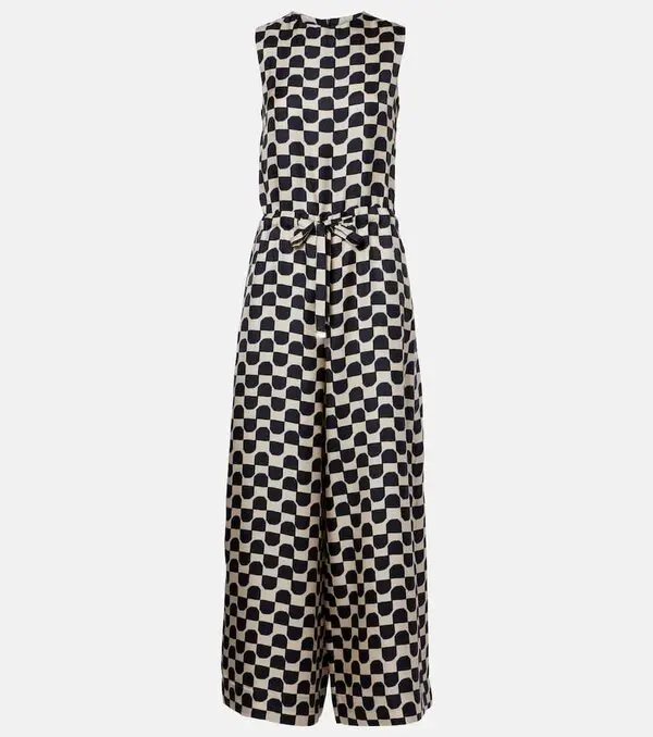 Max Mara Ronchi Printed Silk Jumpsuit - Blue