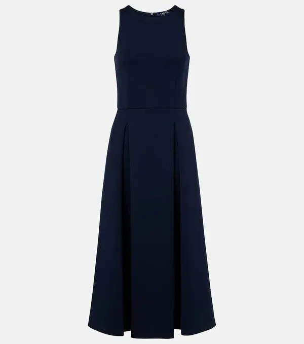 Max Mara Cannone Cotton-blend Jersey Midi Dress - Blue