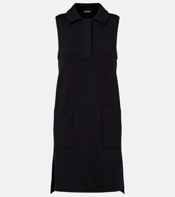 Max Mara Saggina Cotton-blend Jersey Polo Dress - Black