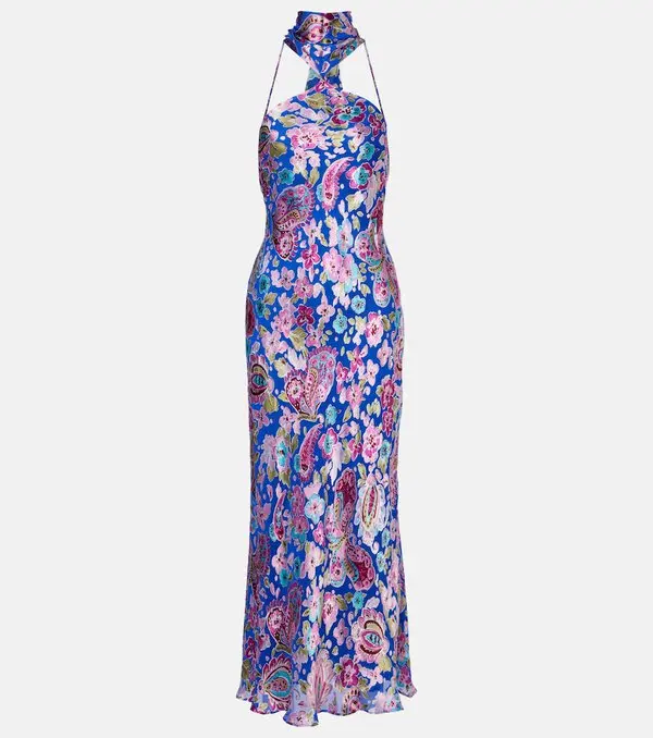 Rixo Hayley Floral Maxi Dress - Blue