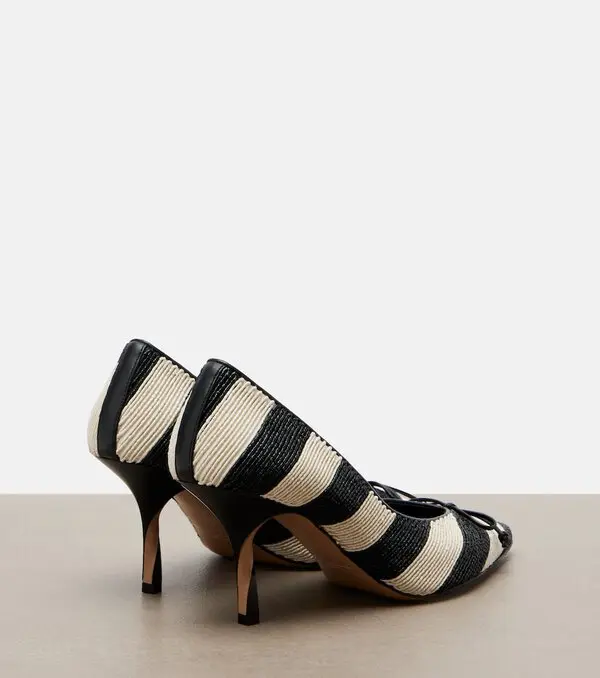 Jacquemus Tourni Striped Raffia-effect Pumps - Black