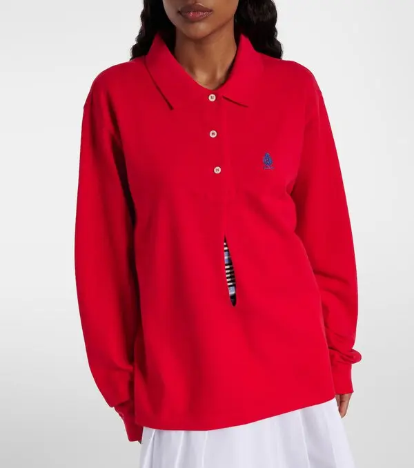 Prada Logo Cotton Piqué Polo Shirt - Red