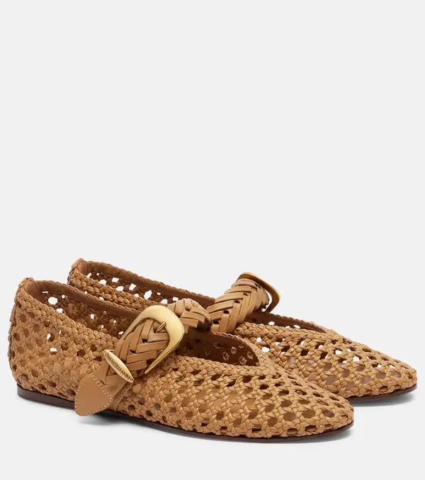 Zimmermann Alchemy Woven Leather Mary Jane Flats - Brown