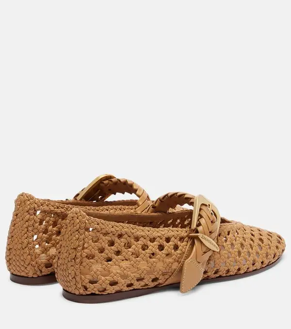 Zimmermann Alchemy Woven Leather Mary Jane Flats - Brown