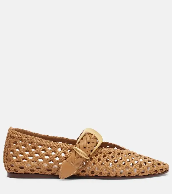 Zimmermann Alchemy Woven Leather Mary Jane Flats - Brown