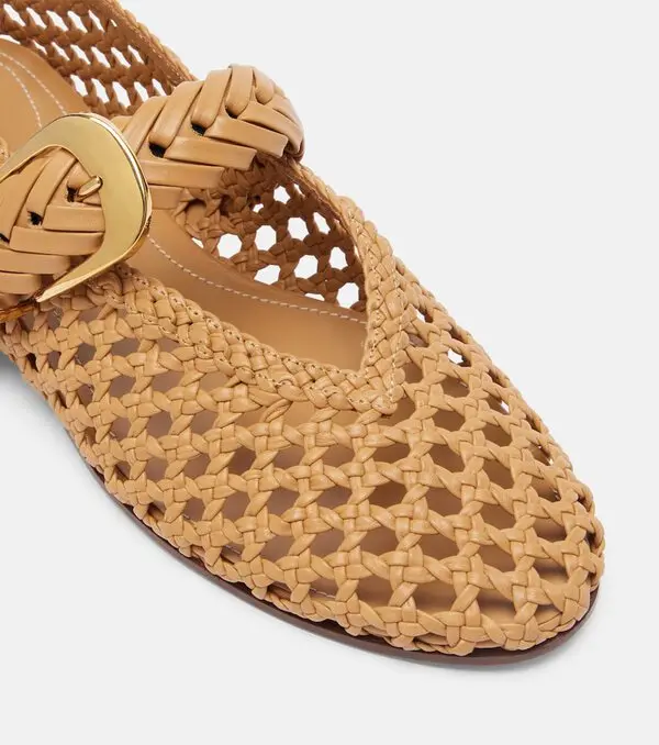 Zimmermann Alchemy Woven Leather Mary Jane Flats - Brown