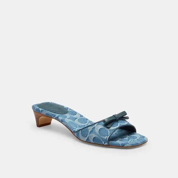 COACH OUTLET Coach Bow Kitten Heel Sandal In Signature Denim