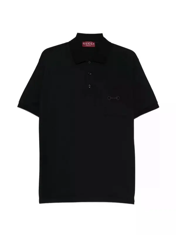 Gucci Cotton Piquet Polo Shirt With Embroidery - Black