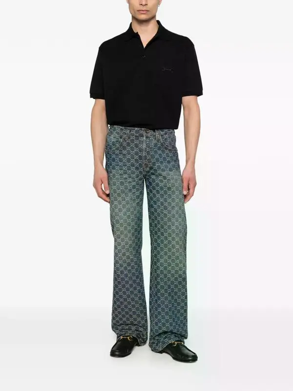 Gucci Cotton Piquet Polo Shirt With Embroidery - Black
