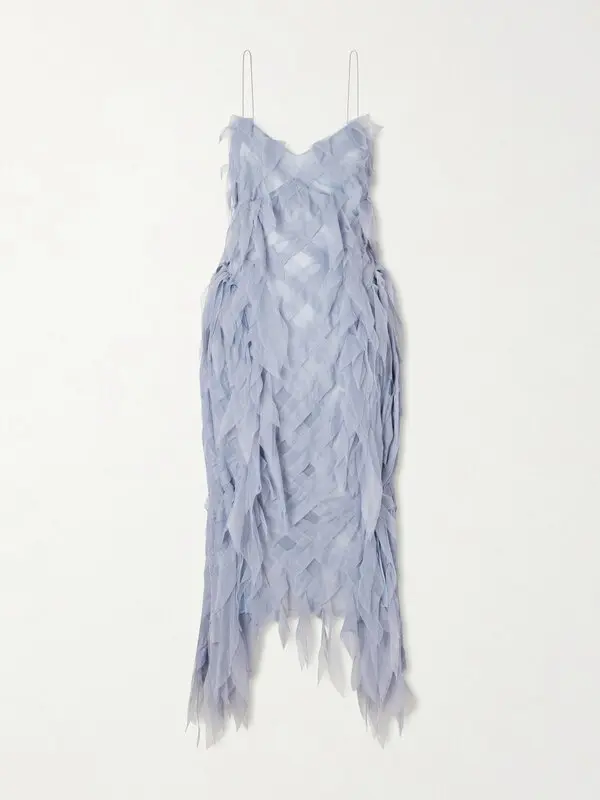 PAULINE DUJANCOURT Argyle Recycled-tulle Midi Dress - Blue