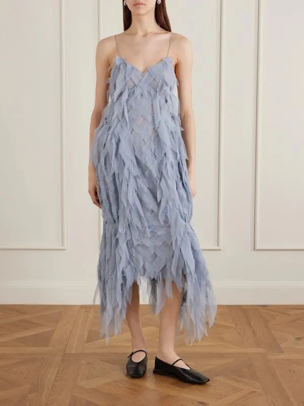 PAULINE DUJANCOURT Argyle Recycled-tulle Midi Dress