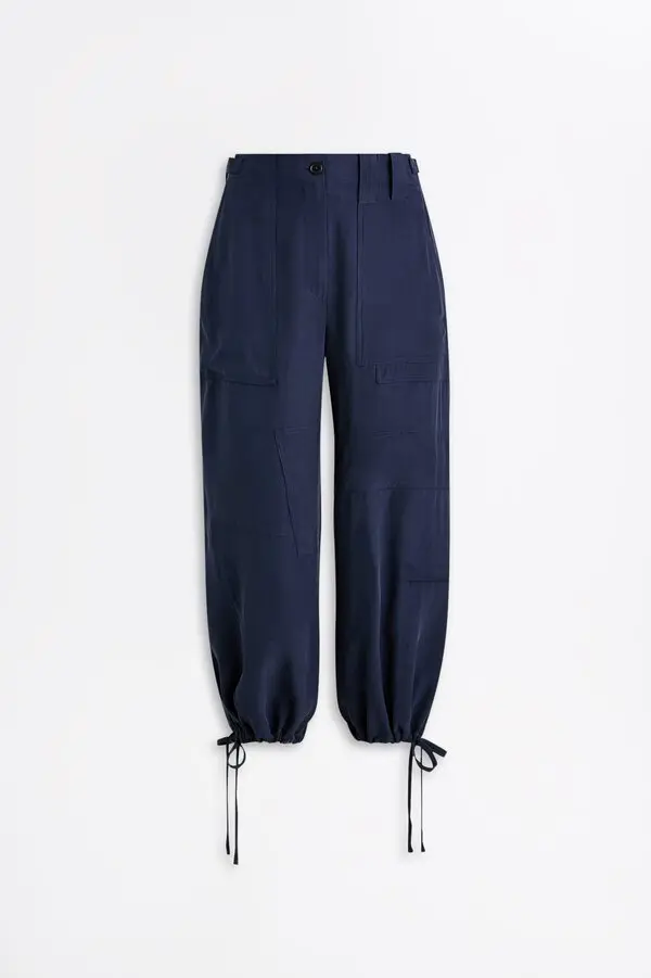 Scanlan Theodore Sueded Silk Crop Cargo Trousers - Navy