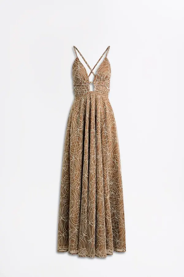 Scanlan Theodore Cornelli Gathered Gown - Camel.stone