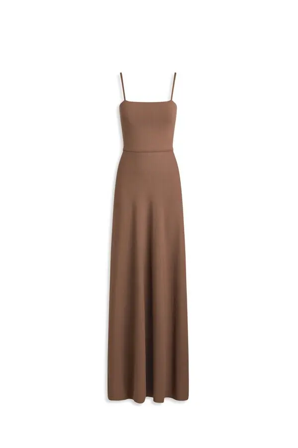 Scanlan Theodore Crepe Knit Square Neck Dress - Light Brown