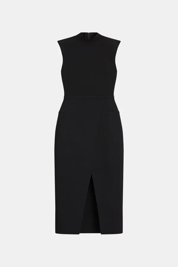 Scanlan Theodore Crepe Knit Square Neck Dress - Light Brown