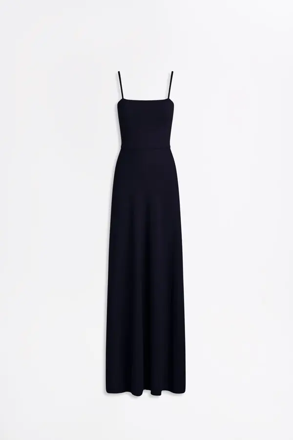 Scanlan Theodore Crepe Knit Square Neck Dress - Navy