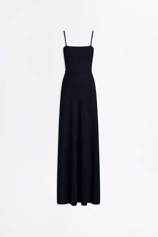 Scanlan Theodore Crepe Knit Square Neck Dress - Navy
