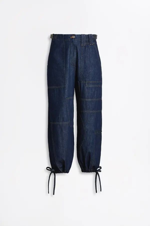 Scanlan Theodore Denim Cropped Cargo Jeans - Indigo.8