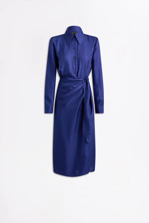Scanlan Theodore Silk Jacquard Wrap Midi Dress