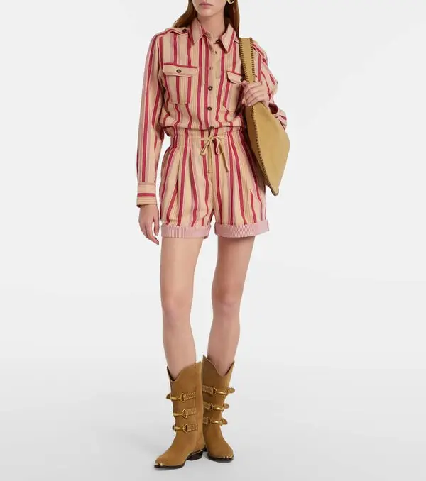 MARANT ETOILE Nirma Striped Cotton Shorts
