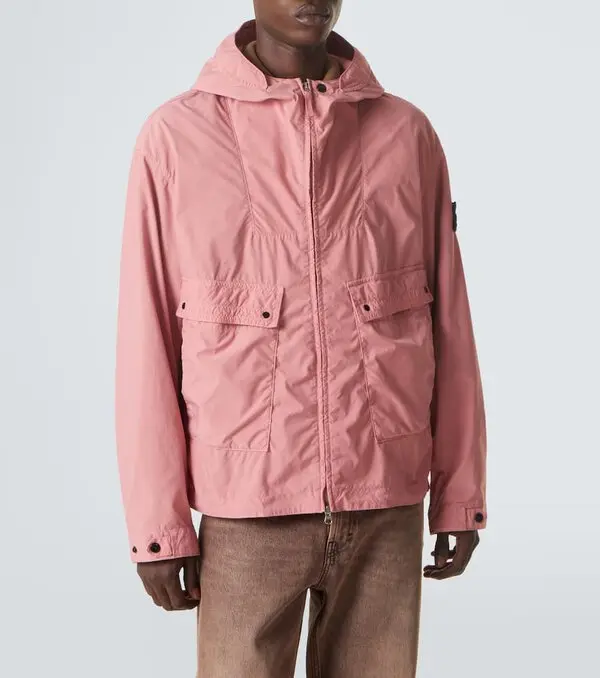 Stone Island Compass Hooded Canvas Jacket - Pink