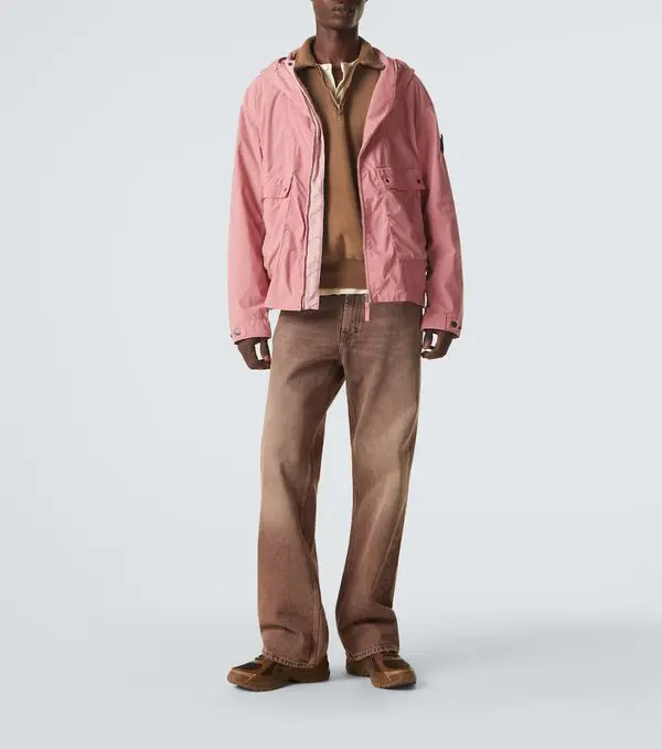 Stone Island Compass Hooded Canvas Jacket - Pink