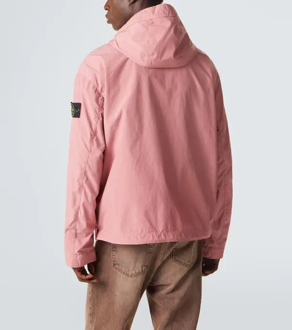 Stone Island Compass Hooded Canvas Jacket - Pink