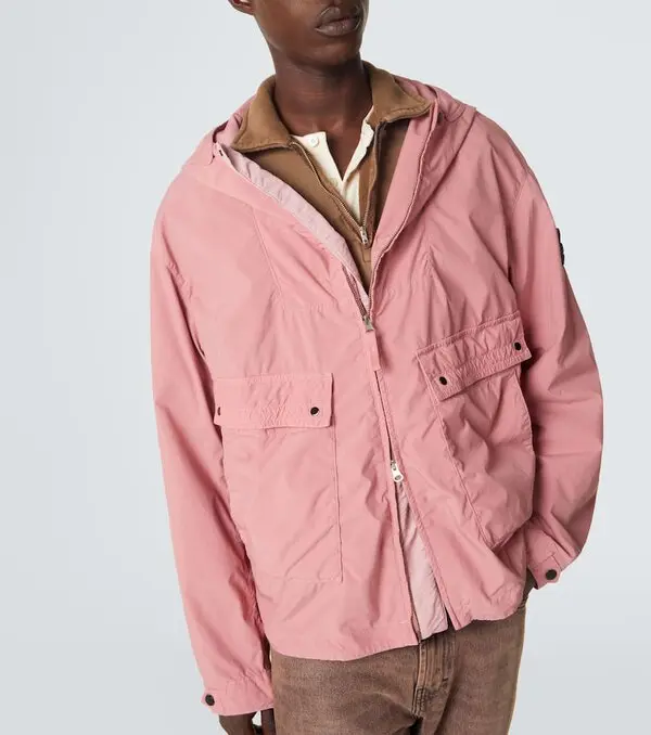Stone Island Compass Hooded Canvas Jacket - Pink