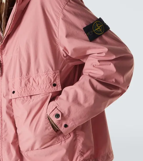 Stone Island Compass Hooded Canvas Jacket - Pink