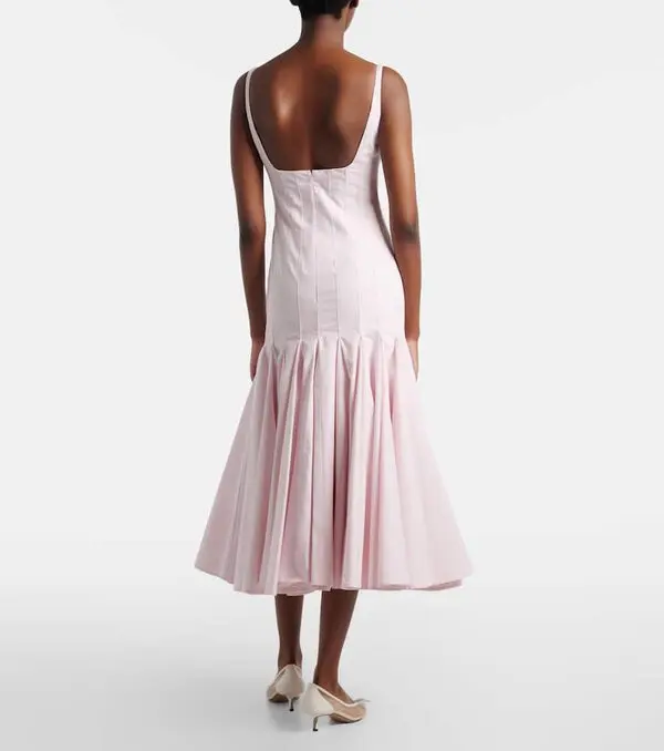 Jacquemus Agave Pleated Cotton Poplin Midi Dress - Pink