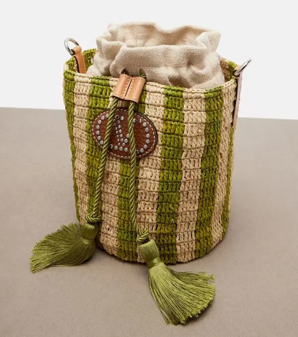 Valentino Garavani Vlogo Mini Raffia Crossbody Bag - Green