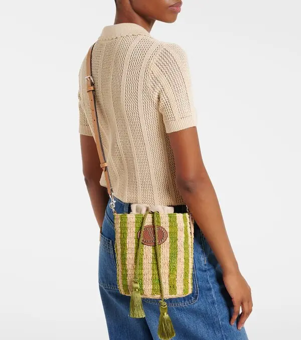 Valentino Garavani Vlogo Mini Raffia Crossbody Bag - Green