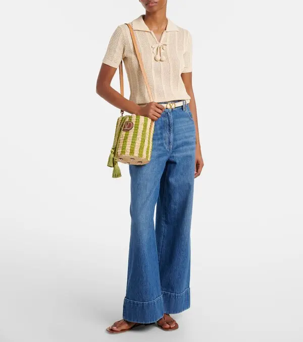 Valentino Garavani Vlogo Mini Raffia Crossbody Bag - Green