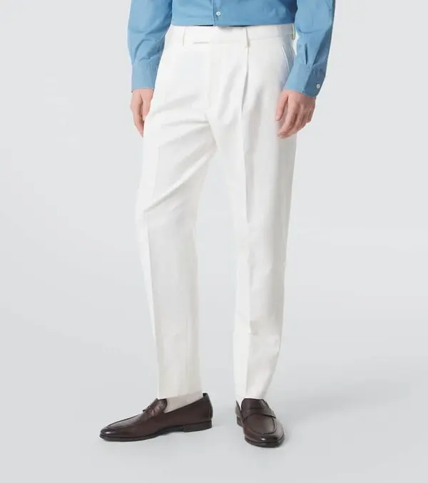 Zegna Cotton And Linen Straight Pants