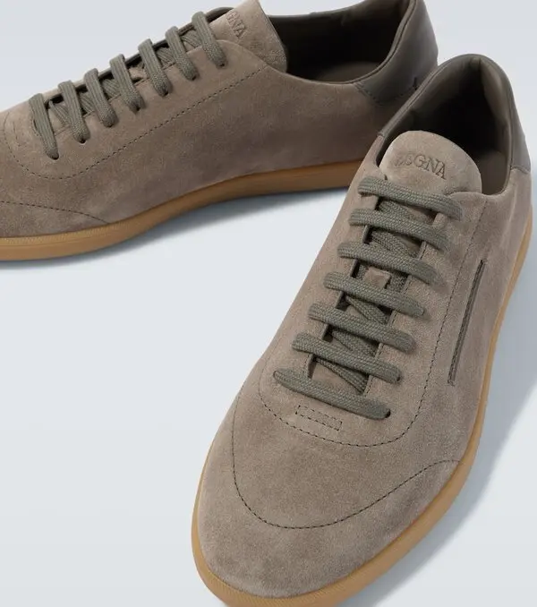 Zegna 232 Suede Lace-up Sneakers - Grey