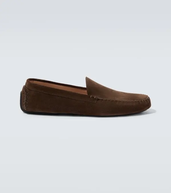 THE ROW Lucca Suede Slip-on Loafer - Brown
