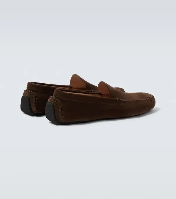 THE ROW Lucca Suede Slip-on Loafer - Brown