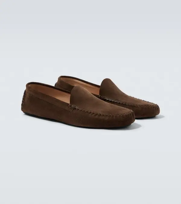 THE ROW Lucca Suede Slip-on Loafer - Brown