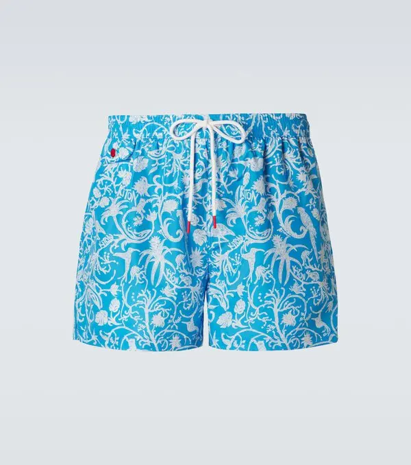 Kiton Printed Swim Trunks - Blue