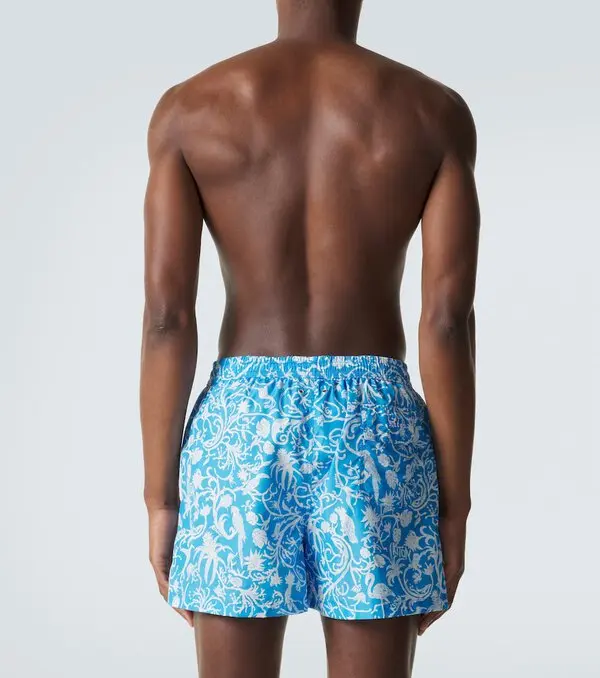 Kiton Printed Swim Trunks - Blue