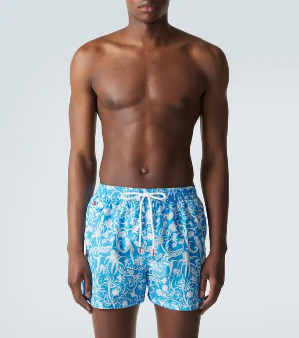 Kiton Printed Swim Trunks - Blue