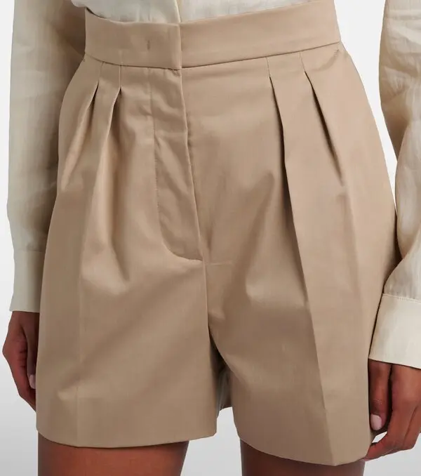 Max Mara Pleated Cotton-blend Shorts