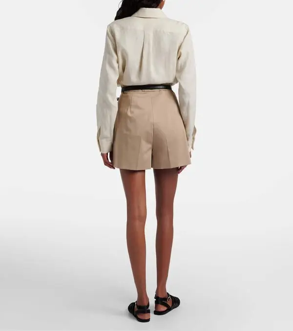 Max Mara Pleated Cotton-blend Shorts