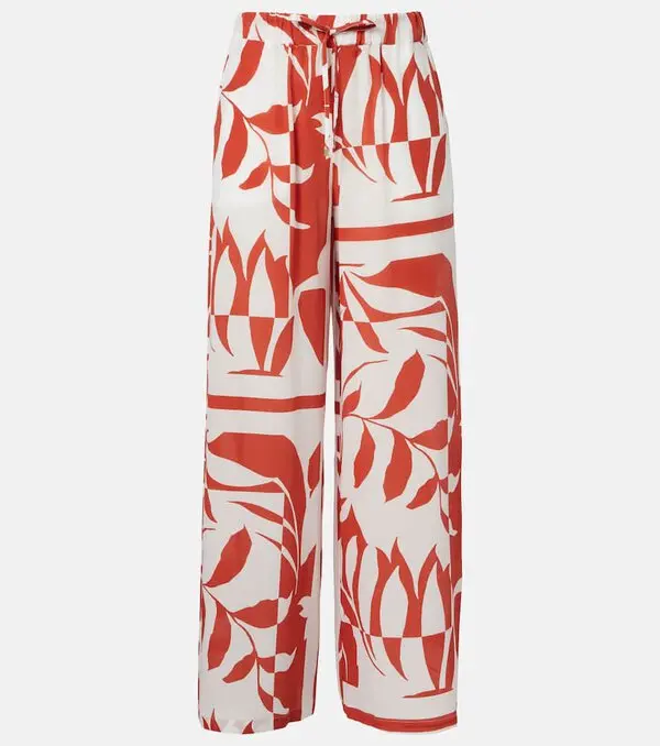 Max Mara Voto Printed Silk Wide-leg Pants - Red
